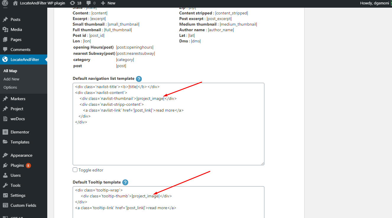 use Custom Field in tags – PRO feature – LocateAndFilter WP plugin